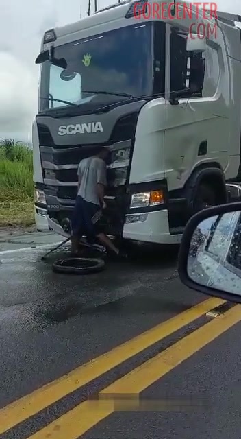 Biker Buried In Hood Of A Truck Gorecenter